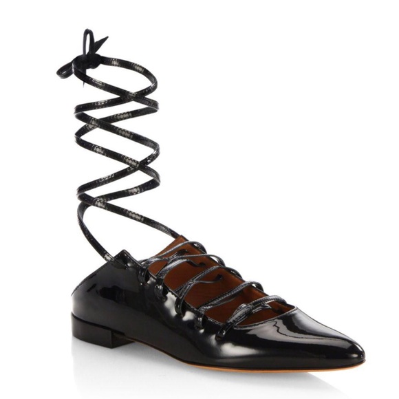 Givenchy | Shoes | Givenchy Black Showline Patent Leather Laceup Ballet ...